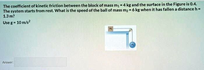 SOLVED: The coefficient of kinetic friction between the block of mass m1 = 4 kg and the surface ...
