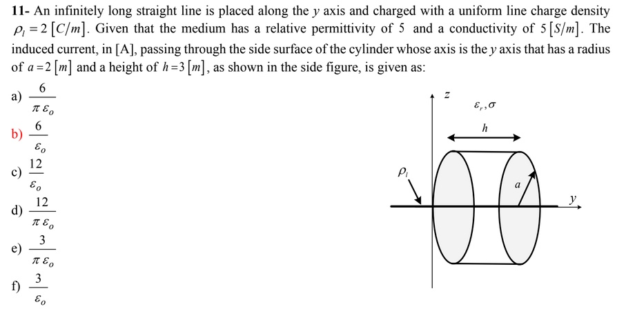 SOLVED: 11- An infinitely long straight line is placed along the y-axis and charged with a ...
