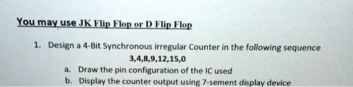 SOLVED: Design a 4-Bit Synchronous Irregular Counter in the following sequence: 3, 4, 8, 9, 12 ...