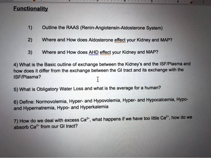 SOLVED: Outline the RAAS (Renin-Angiotensin-Aldosterone System) Where ...