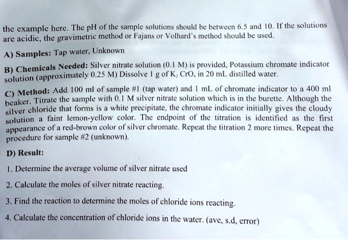 the example here. The pH of the sample solutions should be between 6.5 and 10. If the solutions ...