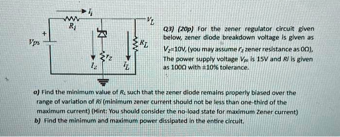 SOLVED: Texts: MM R Q3 (20p) i. For the zener voltage regulator circuit given below, the zener ...