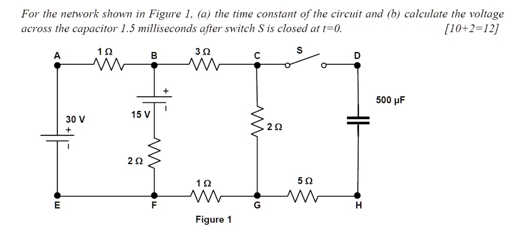 SOLVED: SOLVE USING THEVENIN'S THEOREM For the network shown in Figure 1, (a) the time constant ...