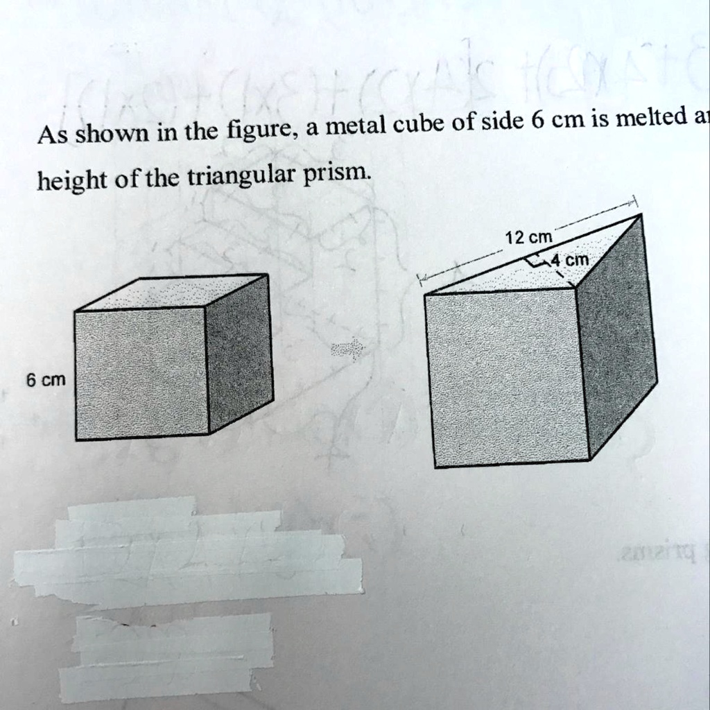 As shown in the figure, a metal cube of side 6 cm is melted and the ...