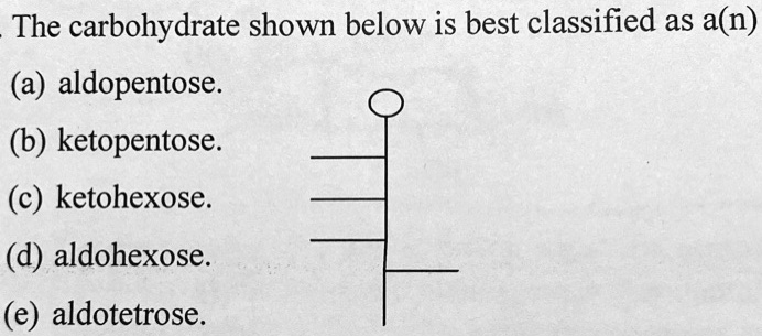 - The carbohydrate shown below is best classified as a(n) (a ...