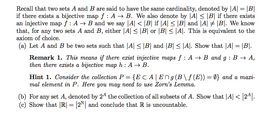 SOLVED: Recall that two sets A and B are gaid to have the game ...