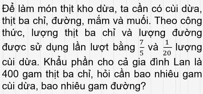 ?? làm món th?t kho d?a, ta c?n có cùi d?a, th?t ba ch?, ???ng, m?m và mu?i. Theo công th?c, l ...