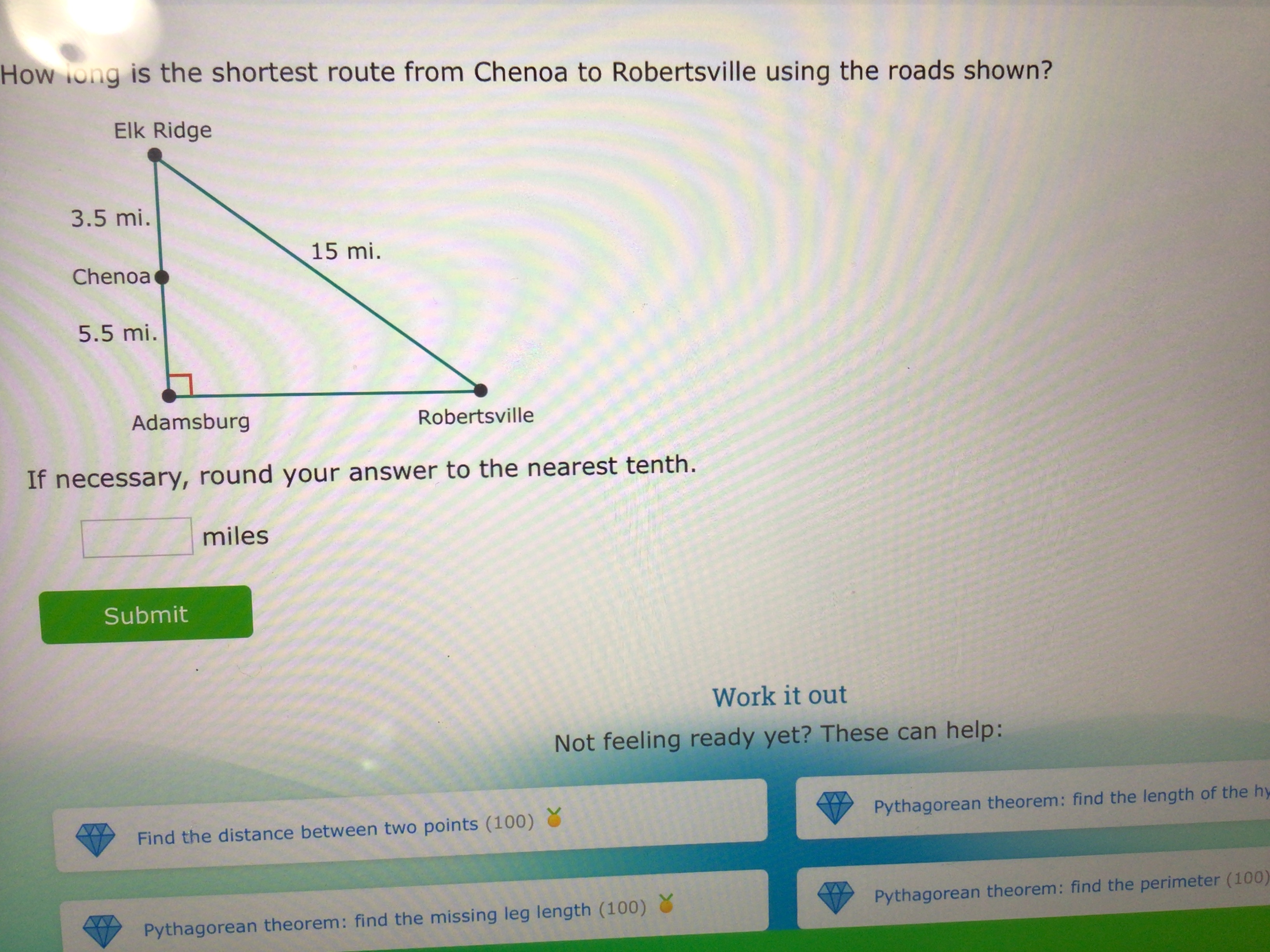 How iong is the shortest route from Chenoa to Robertsville using the ...