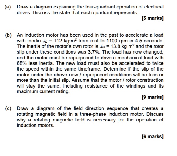 (a) Draw a diagram explaining the four-quadrant operation of electrical ...
