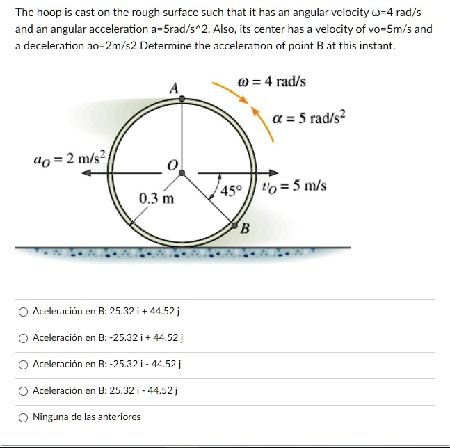SOLVED: The hoop is cast on the rough surface such that it has an ...