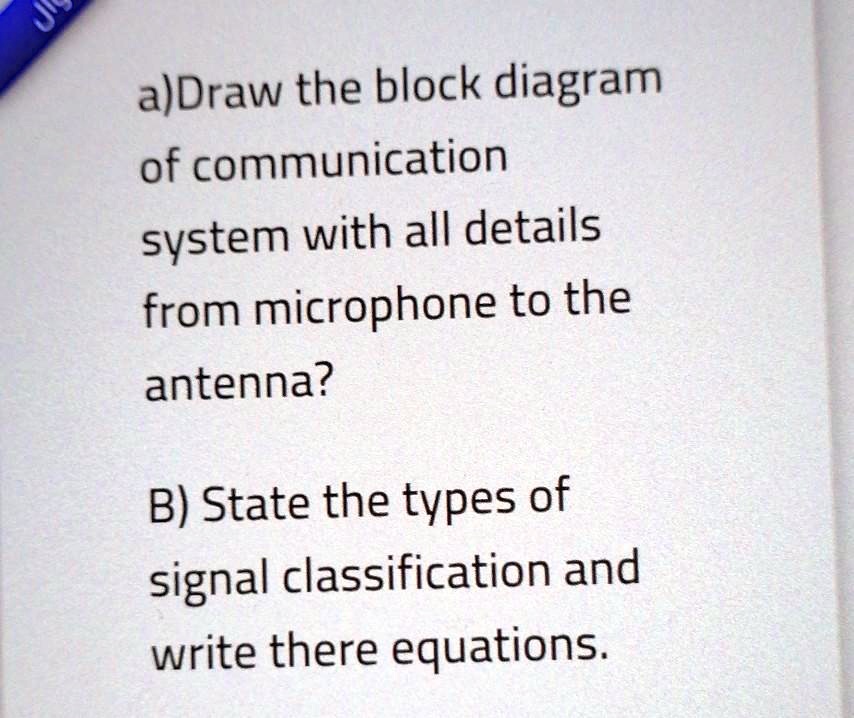 a) Draw the block diagram of communication system with all details from ...