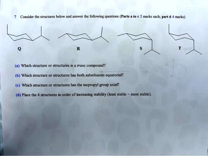 SOLVED: Consider the structures below and answer the following ...