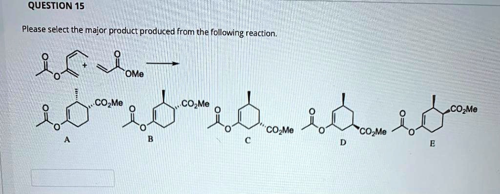 SOLVED: Please select the major product produced from the following ...