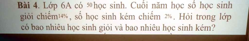Solved Bai 4 Lá›p 6a Có Sá‘ Há C Sinh Cuá‘i Năm Há C Sá‘ Há