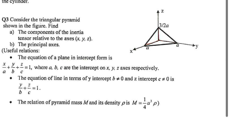 SOLVED: The center, Q3: Consider the triangular pyramid shown in the ...