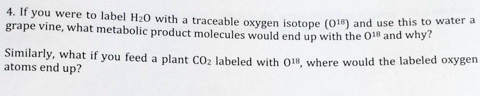 SOLVED: If you were to label H2O with grape vine, what traceable oxygen ...