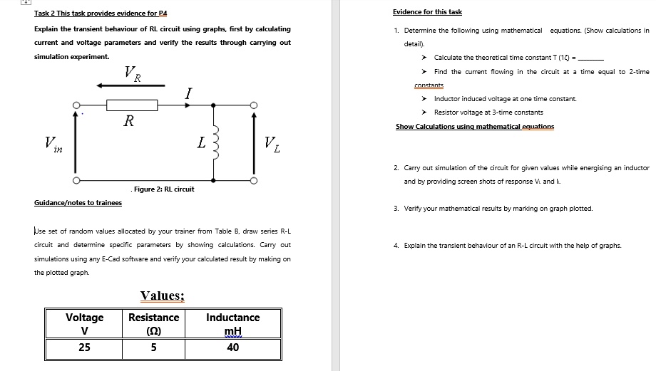 SOLVED: Task 2: Evidence for RL Circuit Transient Behavior This task provides evidence for the ...