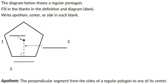 The diagram below shows a regular pentagon. Fill in the blanks in the ...