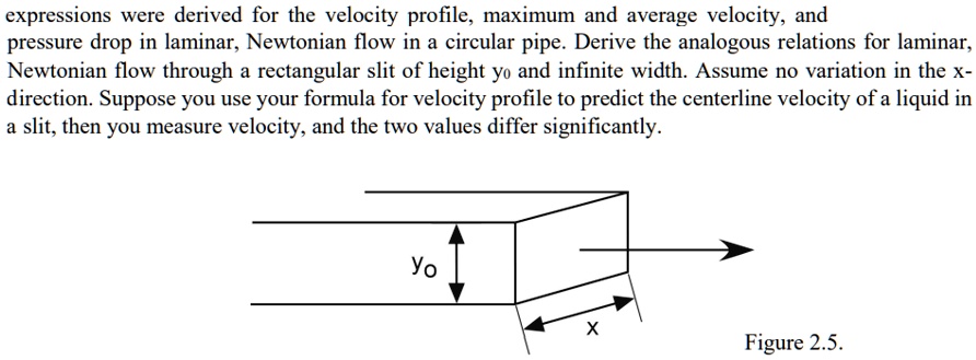 SOLVED: expressions were derived for the velocity profile, maximum and ...