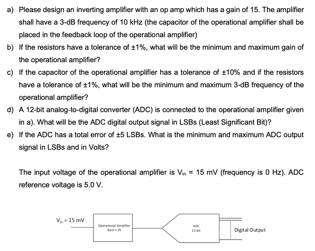 a please design an inverting amplifier with an op amp which has a gain of 15 the amplifier shall ...
