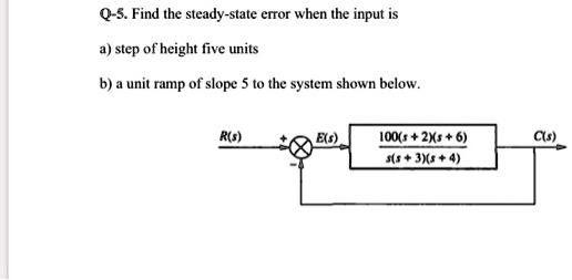 SOLVED: Q-5. Find the steady-state error when the input is a) step of ...