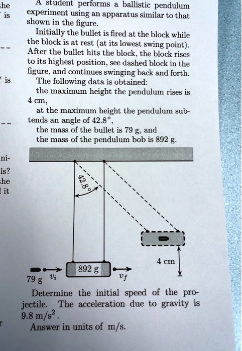 student performs ballistic pendulum experiment using an apparatus ...