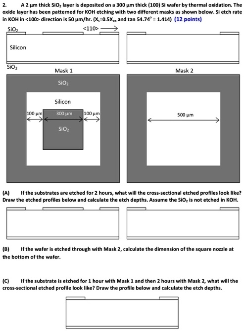 SOLVED: A 2 m thick SiO2 layer is deposited on a 300 m thick (100) Si wafer by thermal oxidation ...