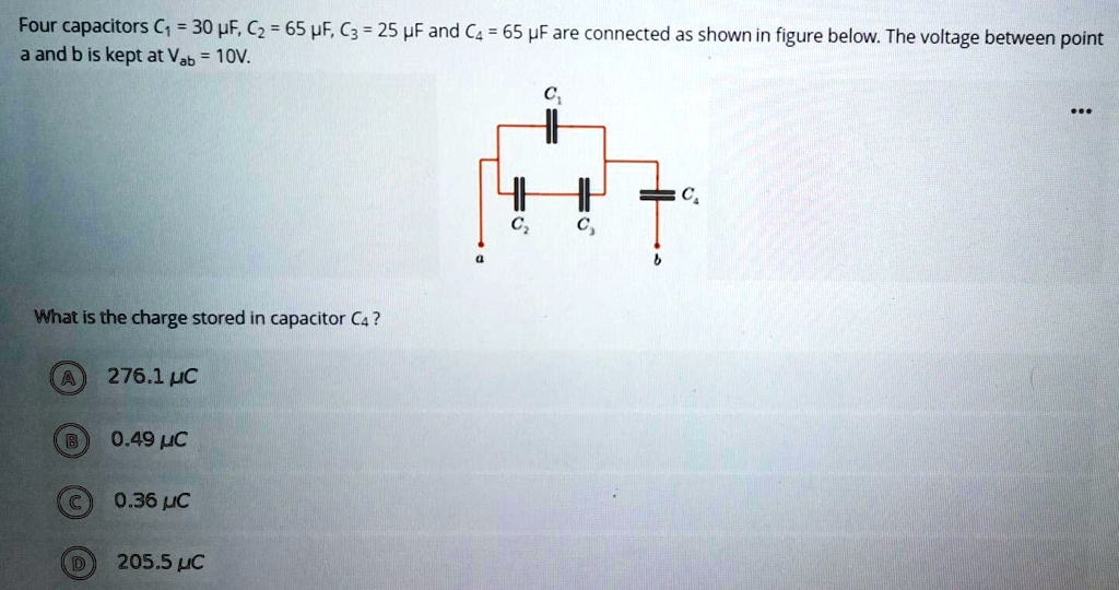 four capacitors c 30 pf cz 65f c3 25 pf ad c 65 pf are connected as ...