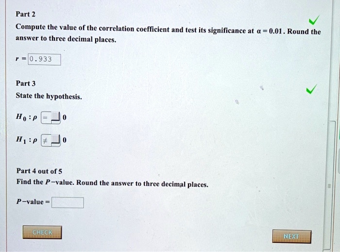 part 2 compute the value of the correlation coefficient and test its ...