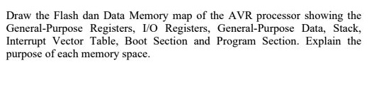 draw the flash dan data memory map of the avr processor showing the general purpose ...