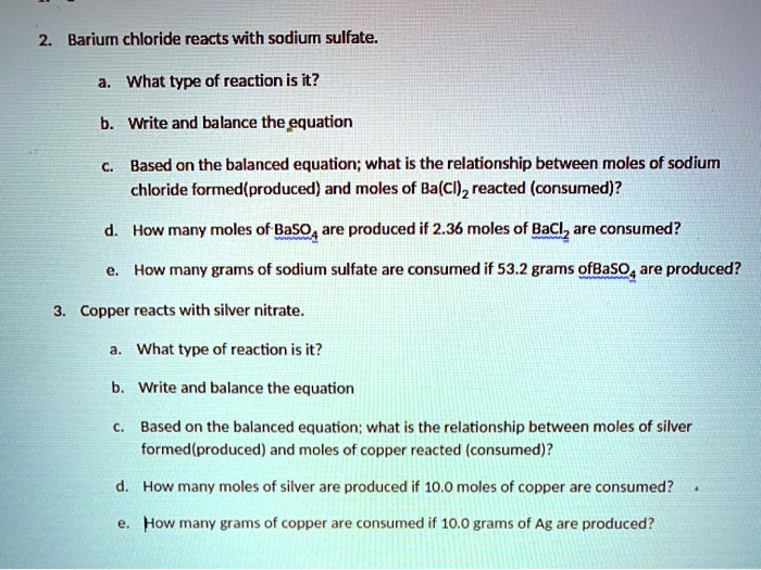 barium chloride reacts with sodium sulfate what type of reaction is it write and balance the ...