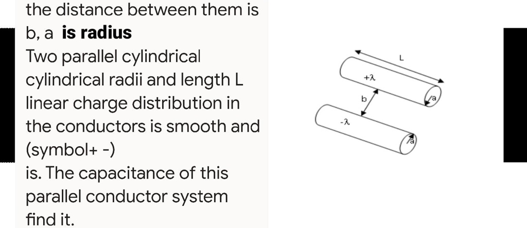 the distance between them is b a is radius two parallel cylindrical ...