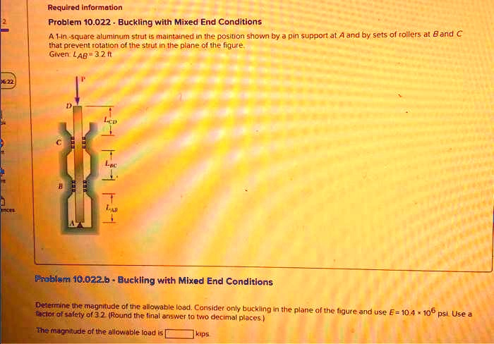 required information problem 10022 buckling with mixed end conditions a ...