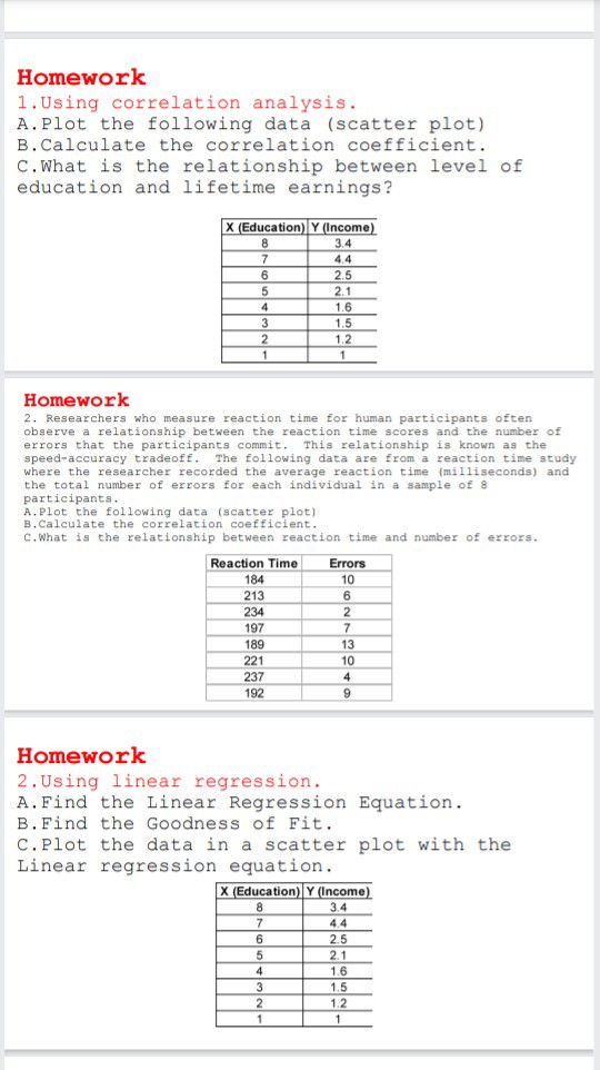 Homework 1.Using correlation analysis. A.Plot the following...