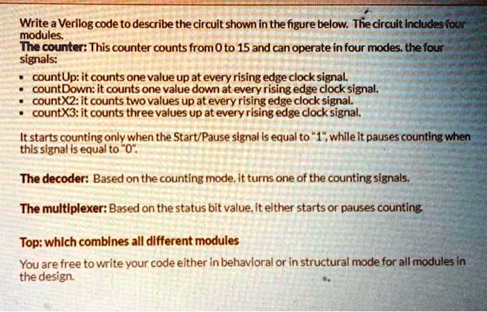 Write a Verilog code to describe the circuit shown in the figure below ...