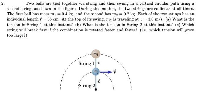 2. Two balls are tied together via string and then swung in...