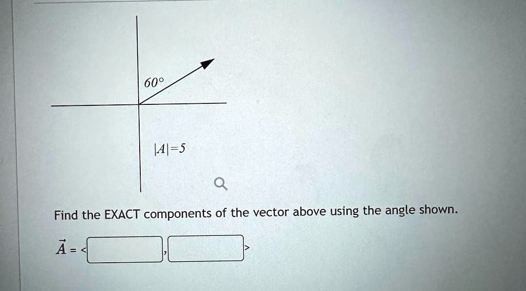 Find the EXACT components of the vector above using the angle shown. vec(A)=