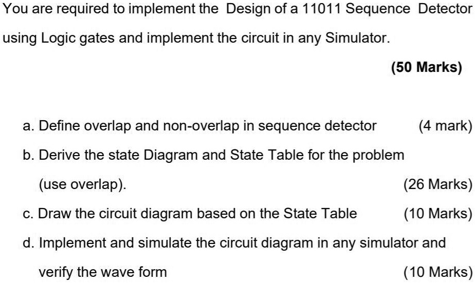 SOLVED: You are required to implement the Design of a 11011 Sequence ... SOLVED: You are required to implement the Design of a 11011 Sequence ...