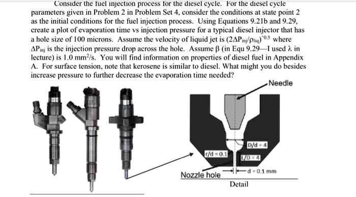 Consider the fuel injection process for the diesel cycle. For the ...