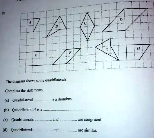 SOLVED: The diagram shows some quadrilaterals. Complete the statements ...