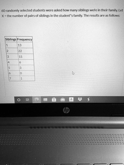 60 randomly selected students were asked how many siblings were in ...