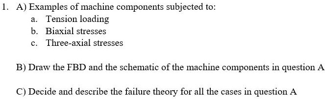 SOLVED: 1.AExamples of machine components subjected to a.Tension loading b.Biaxial stresses c ...