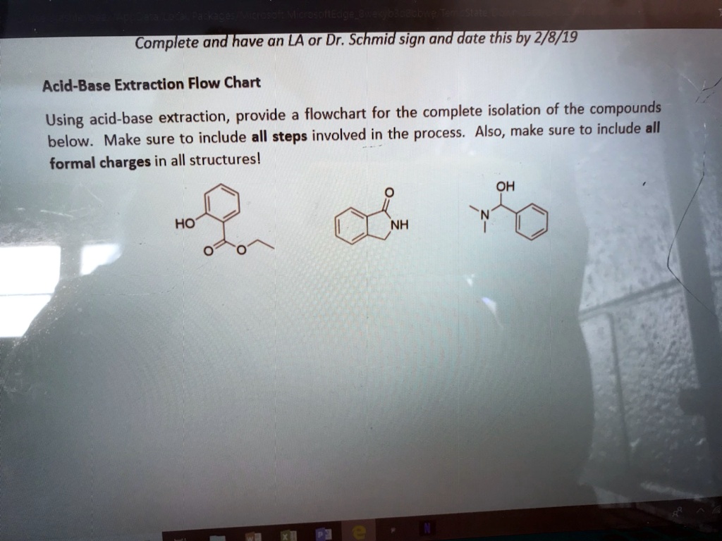 Solved Complete And Have An La Or Dr Schmid Sign And Date This By 2 8 19 Acid Base Extraction