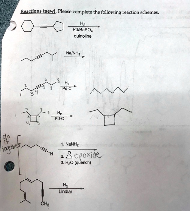 SOLVED: ReactionsInewl: Please complete the following reaction schemes ...