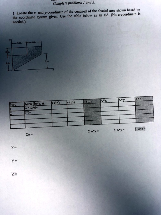 SOLVED: Locate x and y coordinate of the centroid of the shaded area ...