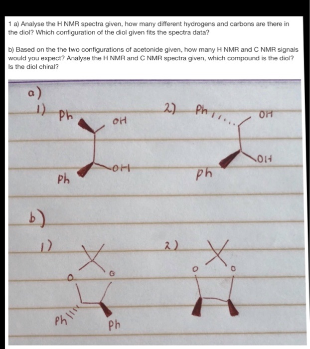 SOLVED: a) Analyse the H NMR spectra given; how many different hydrogens and carbons are there ...