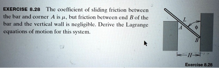 EXERCISE 8.28 The coefficient of sliding friction between the bar and ...