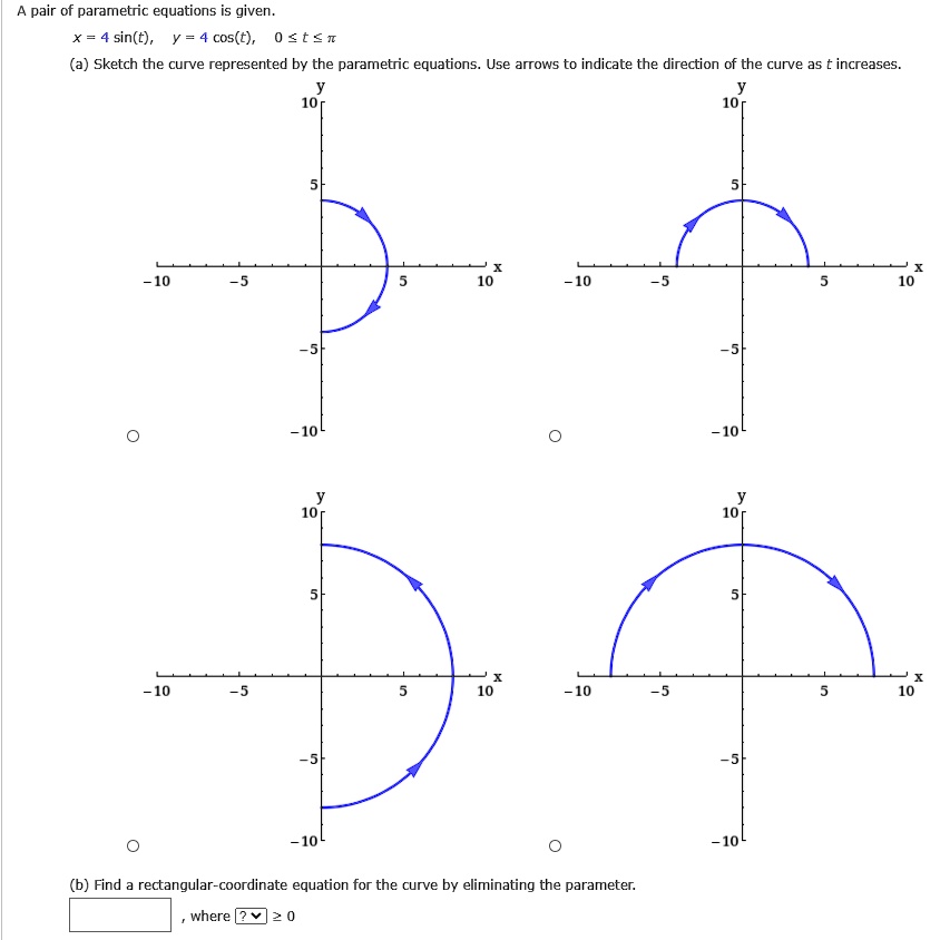 pair of parametric equations is given x sint y cost 0 t t sketch the curve represented by the ...