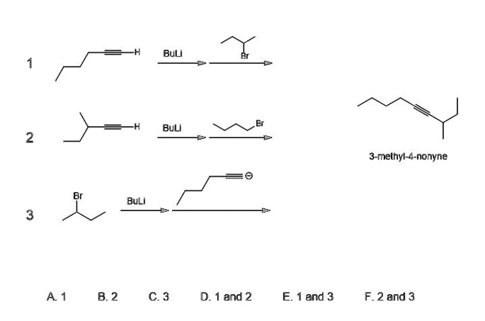 SOLVED: BuLI BuLi 3-methyl-4-nonyne Buli A1 B. 2 C3 and 3 F.2 and 3 and