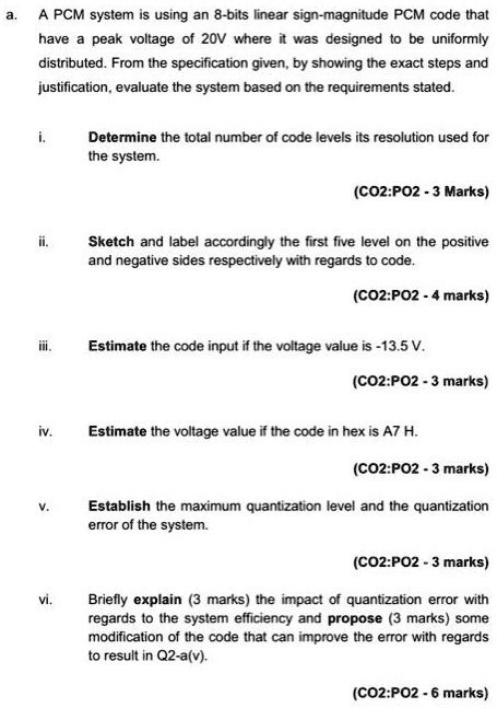 SOLVED: A PCM system using an 8-bit linear sign-magnitude PCM code that ...